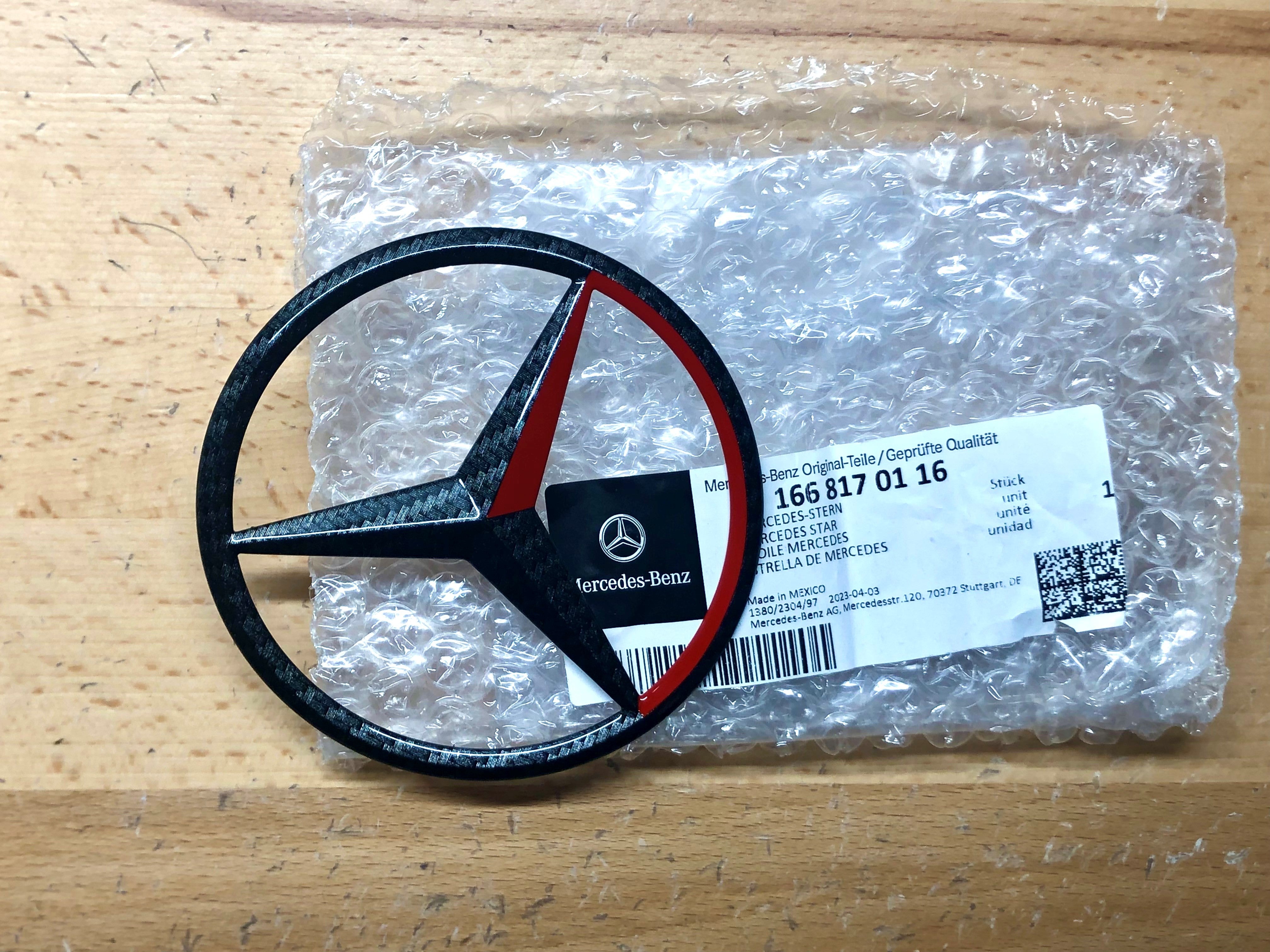 Mercedes GL GLS Red & Black Carbon Effect Rear Star Emblem OEM – Deep ...