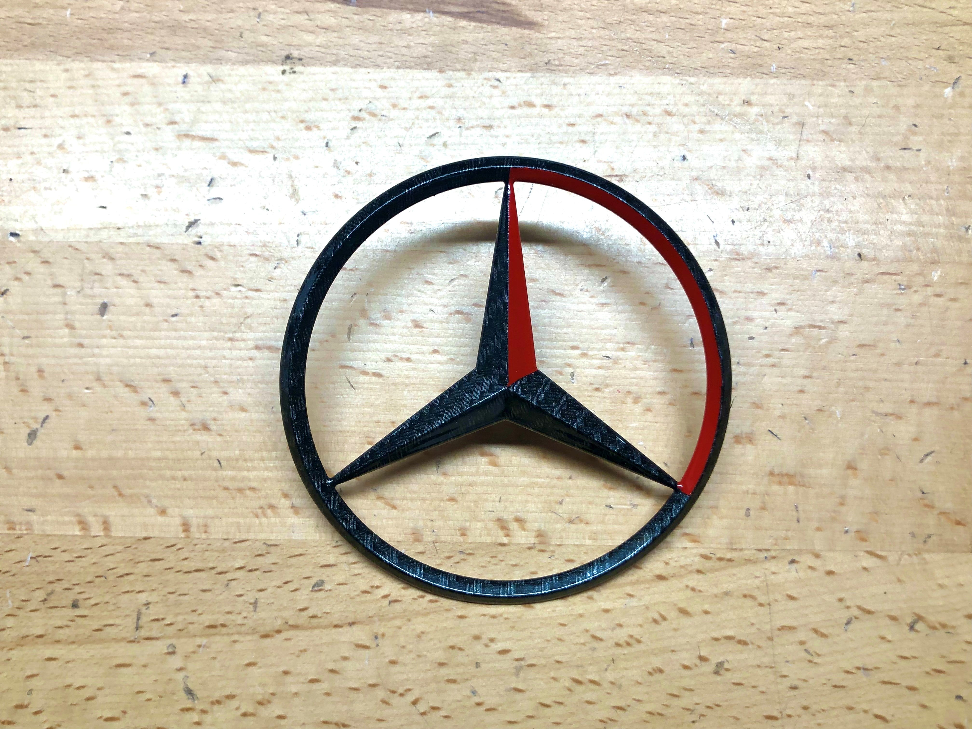 Mercedes S-Class 07-13 W221 Red & Carbon Fiber Rear Star Emblem – Deep ...