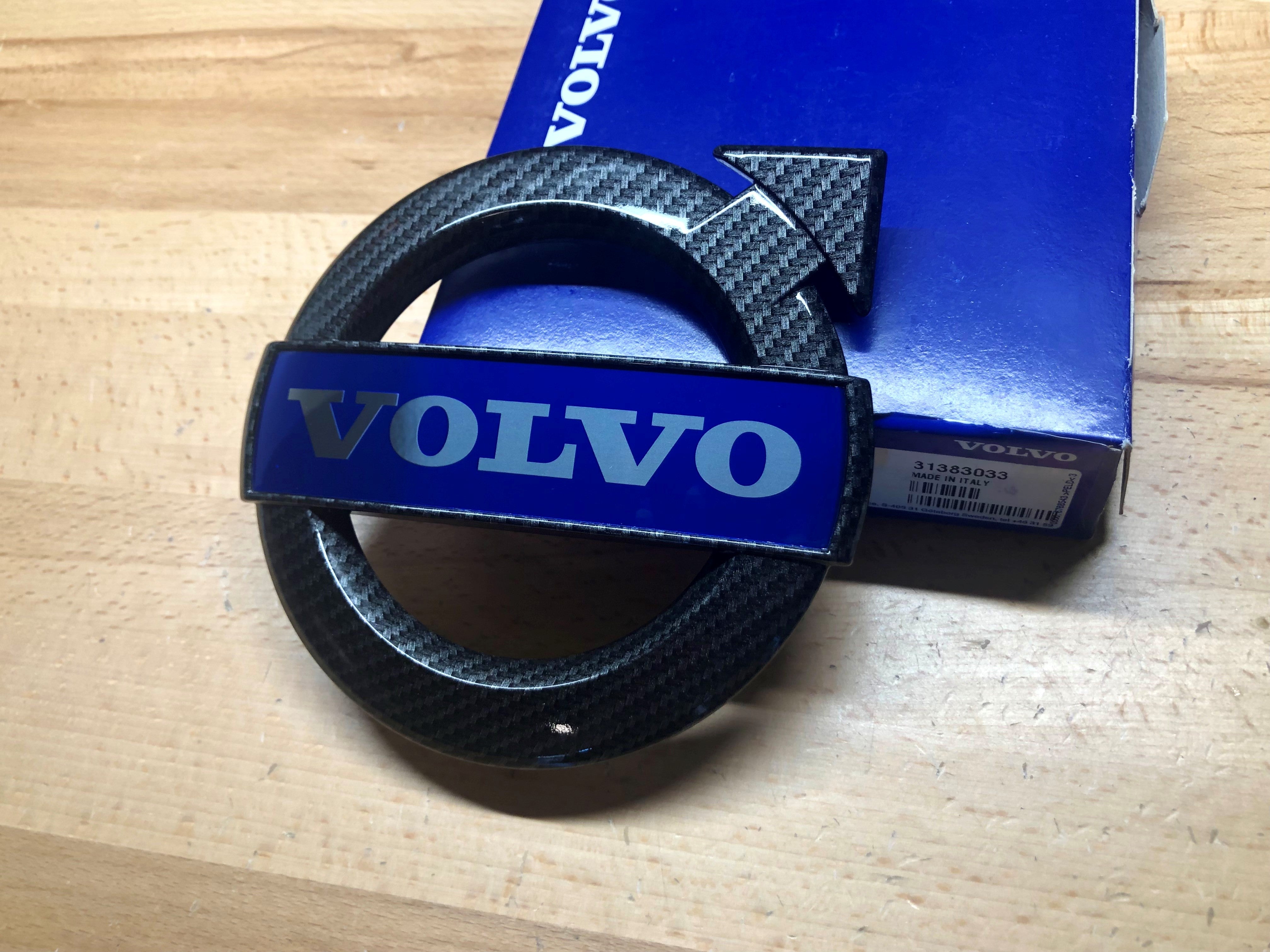 Volvo S60 XC60 Carbon Fiber Grille Emblem OEM Logo – Deep Blue Chrome