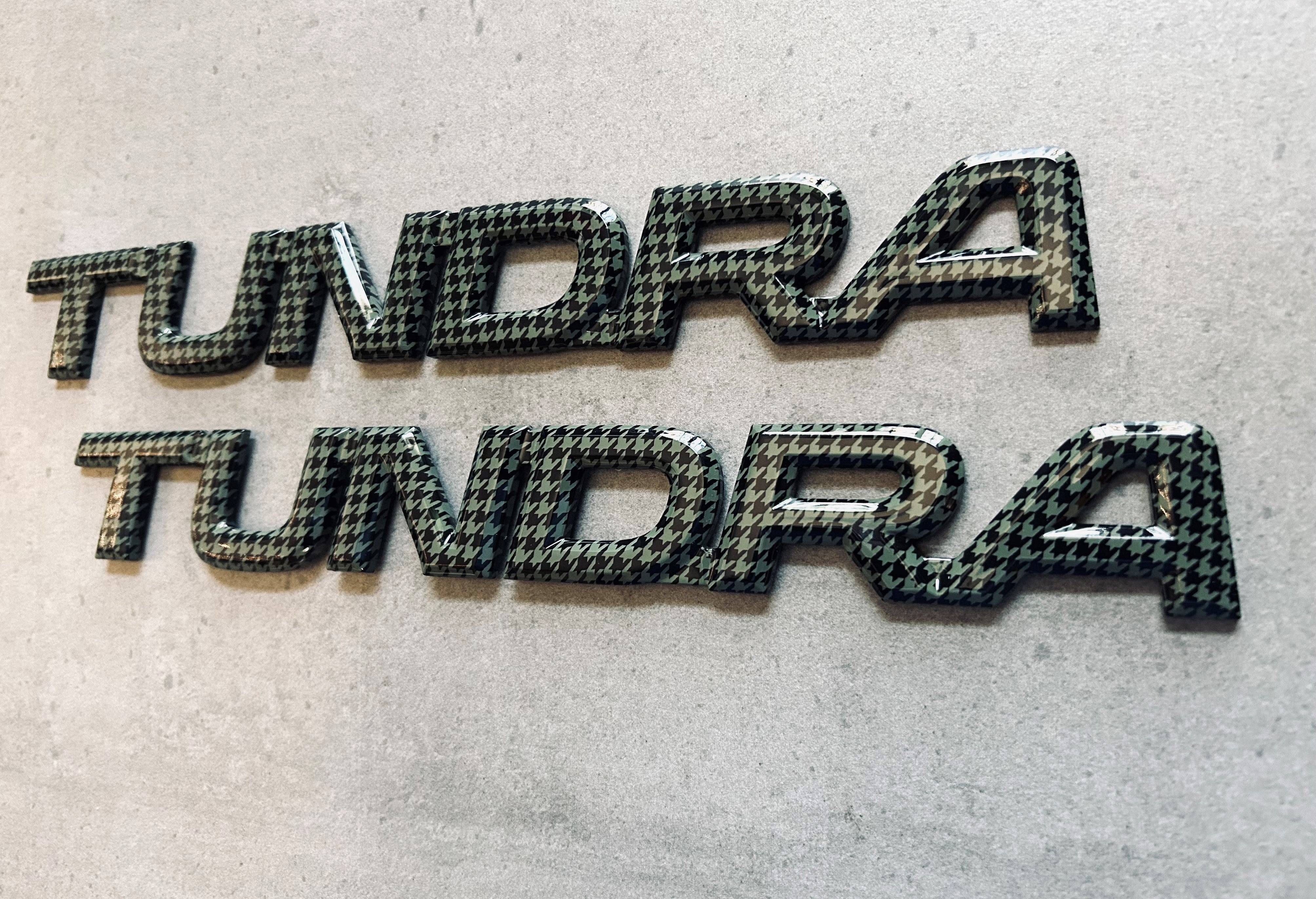 Toyota Tundra Army Green Houndstooth Retro Side Door Emblem Pair x2 OE ...