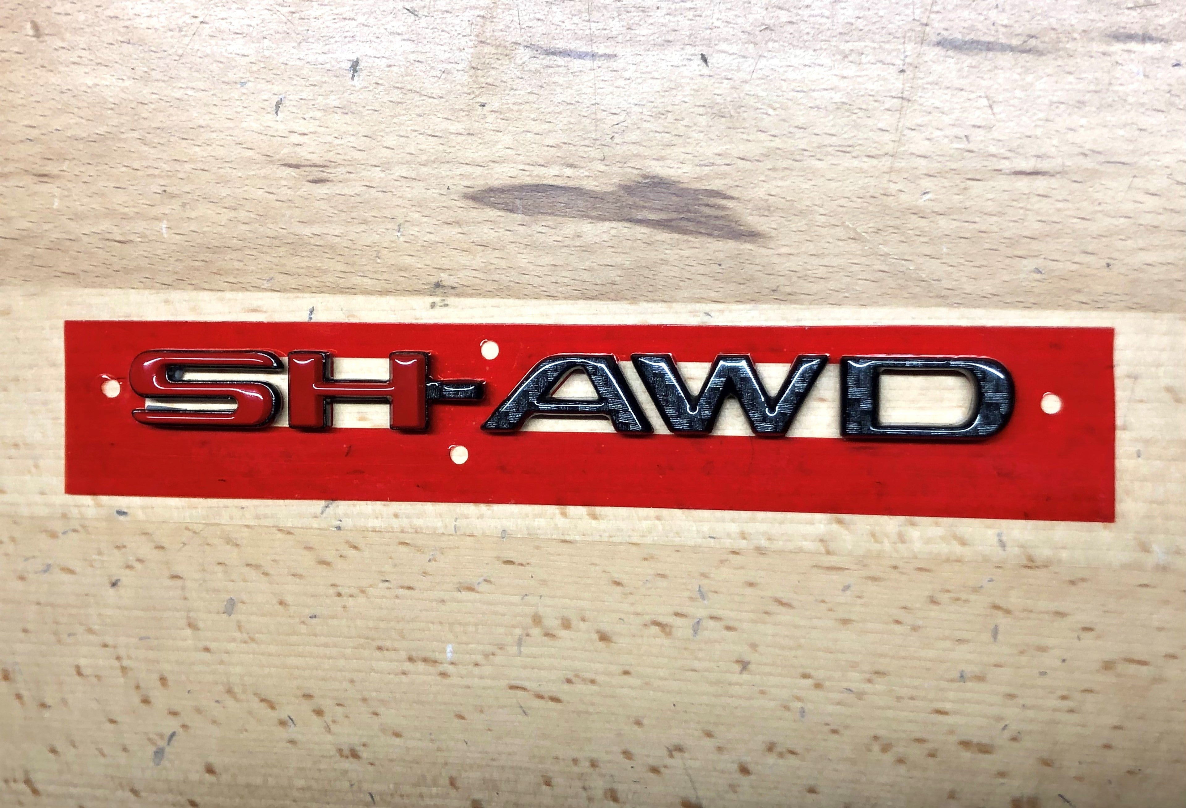 Acura SH-AWD Red & Black Carbon Fiber Effect Emblem – Deep Blue Chrome