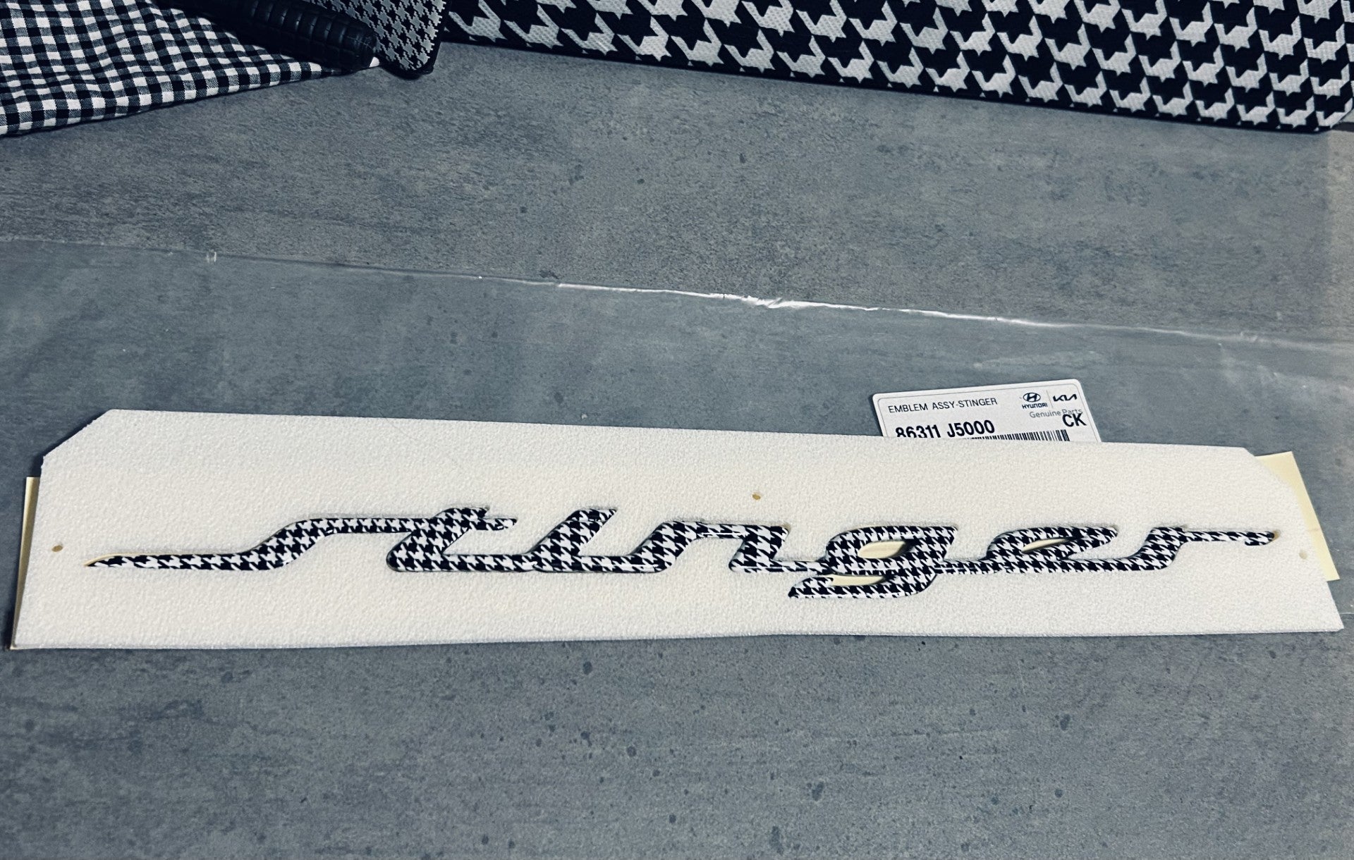 Kia Stinger Houndstooth Rear Nameplate OEM Emblem – Deep Blue Chrome