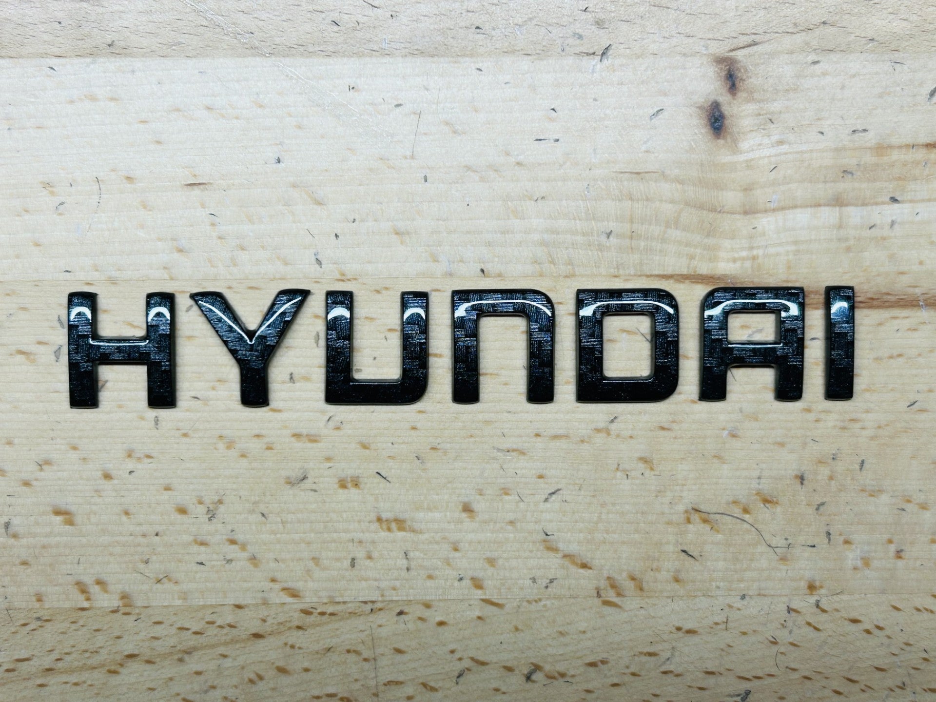 Hyundai Carbon Fiber Nameplate Emblem OEM Veloster N – Deep Blue Chrome