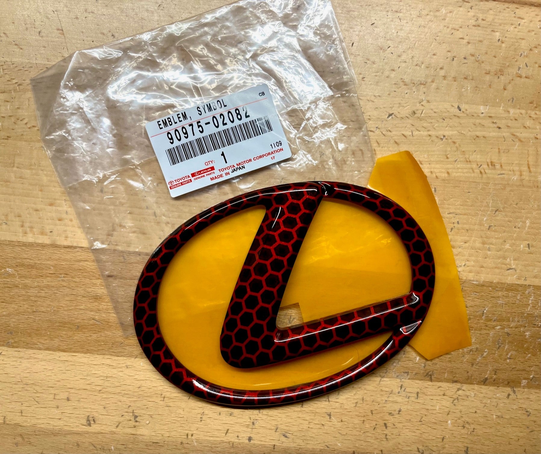 Lexus GX460 Candy Red Honeycomb Front Emblem – Deep Blue Chrome