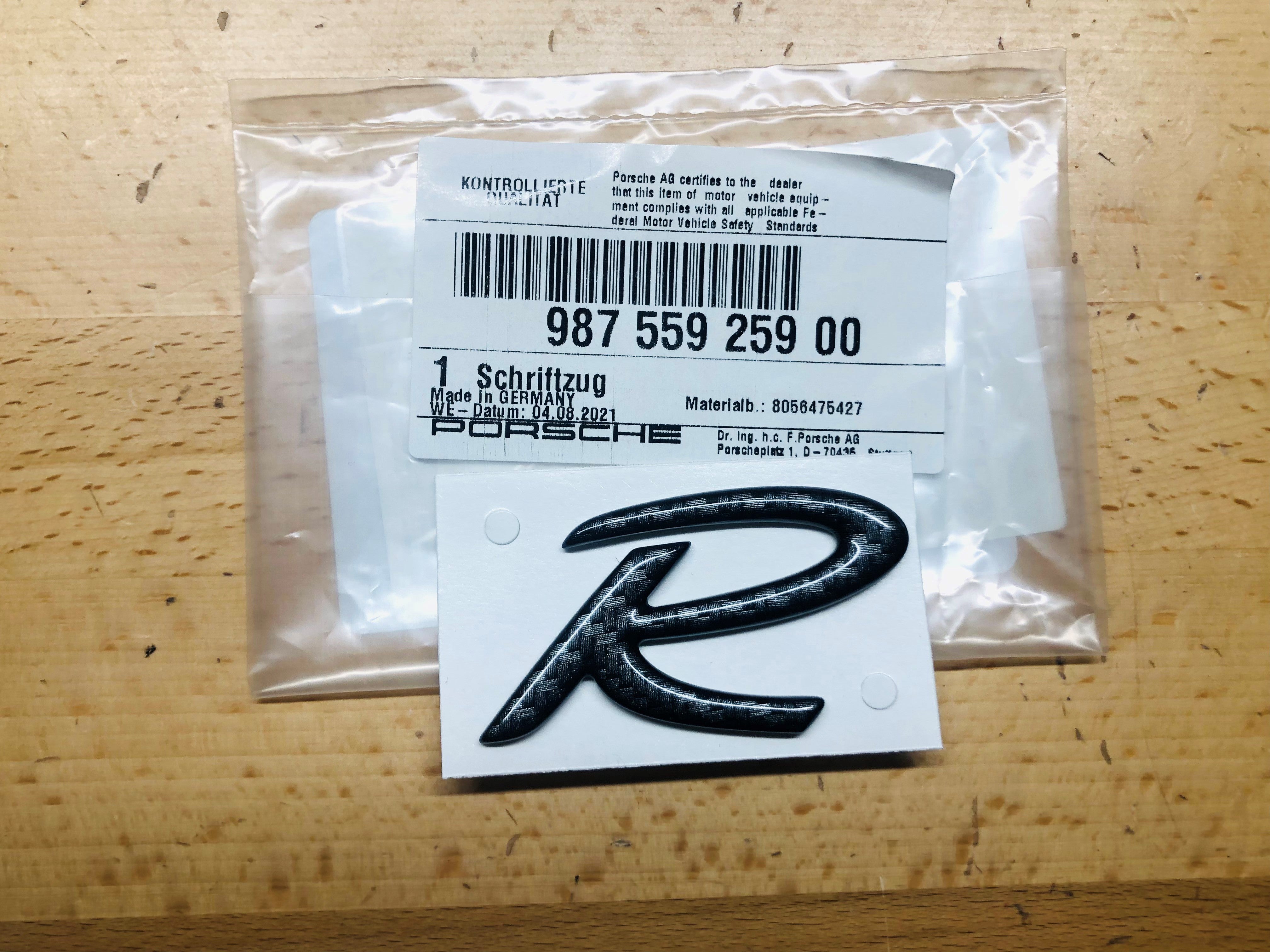Porsche Cayman "R" Carbon Fiber Emblem 2012 – Deep Blue Chrome