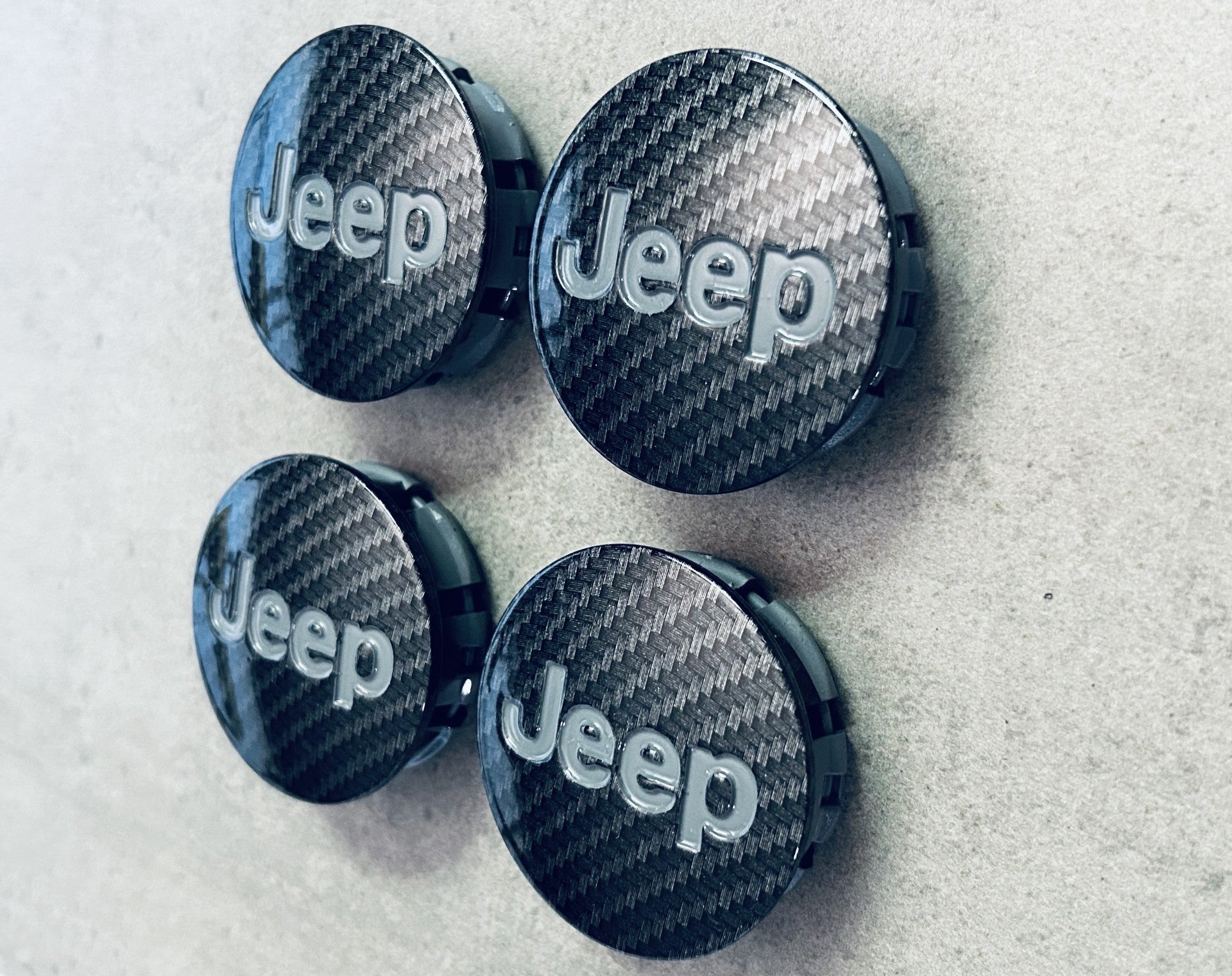 Jeep Wrangler Gray & Black Carbon Wheel Center Cap Set OEM – Deep Blue ...