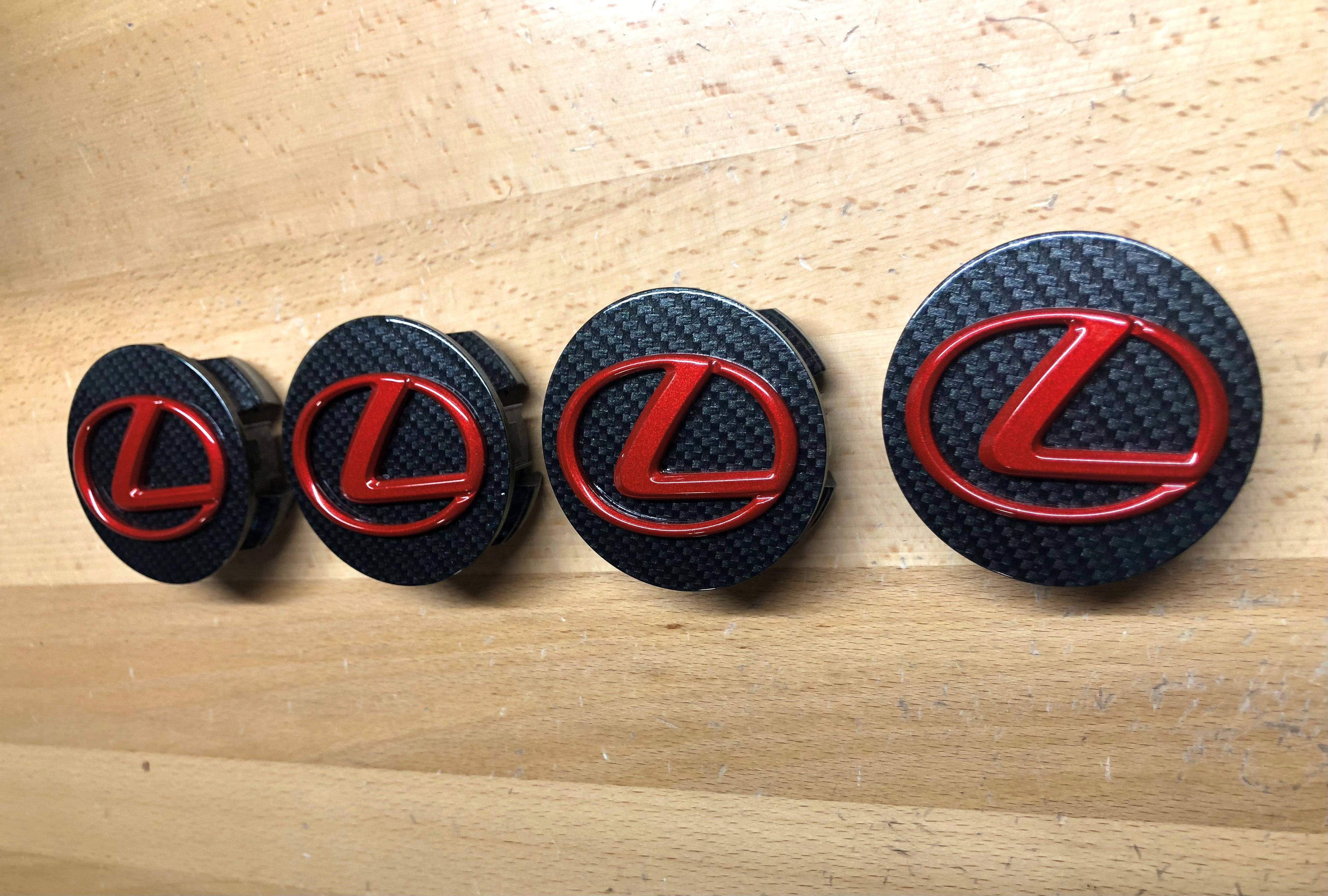 Lexus IS RX Carbon Fiber Effect Wheel Center Cap Set x4 – Deep Blue Chrome