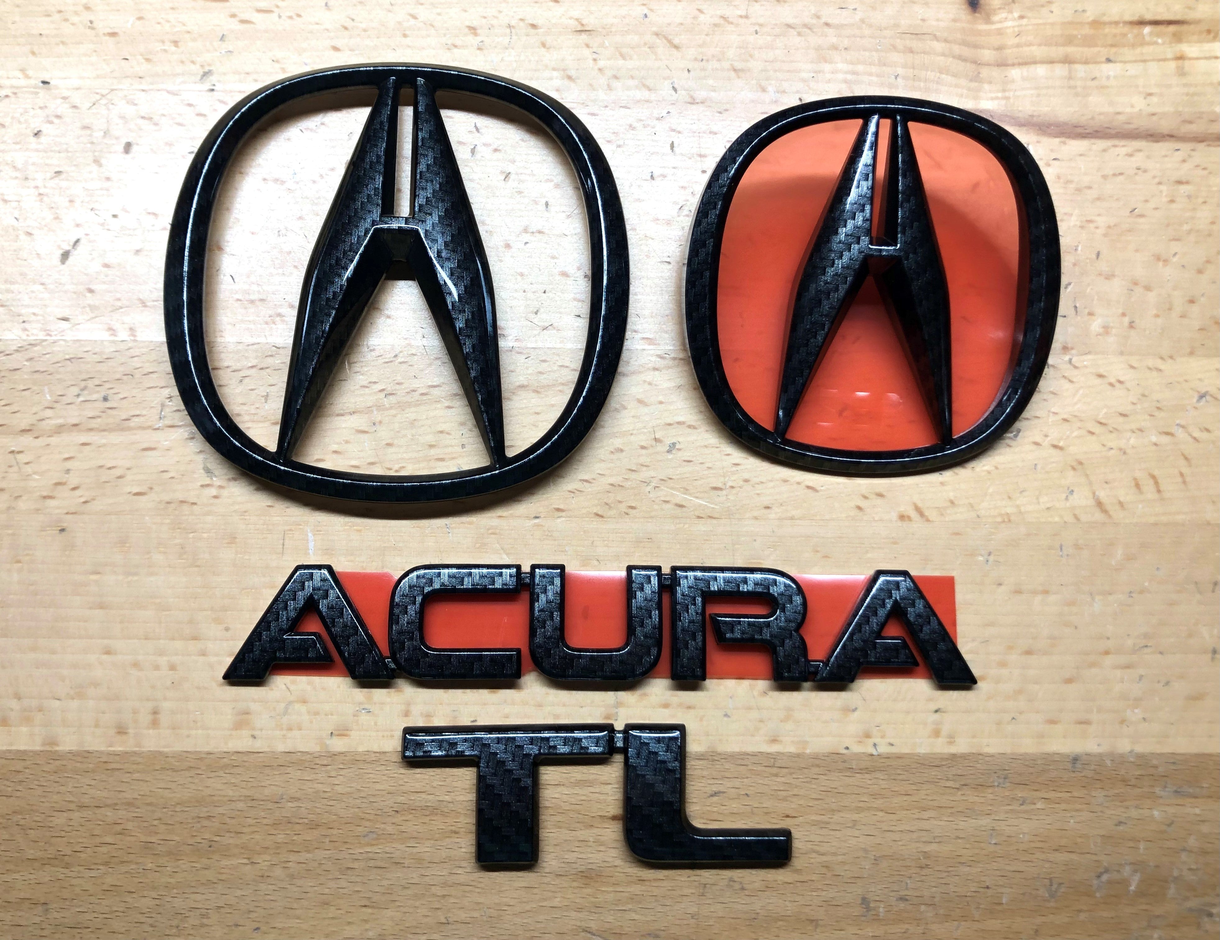 Acura TL 2004-2006 Carbon Fiber Effect Emblem Set – Deep Blue Chrome