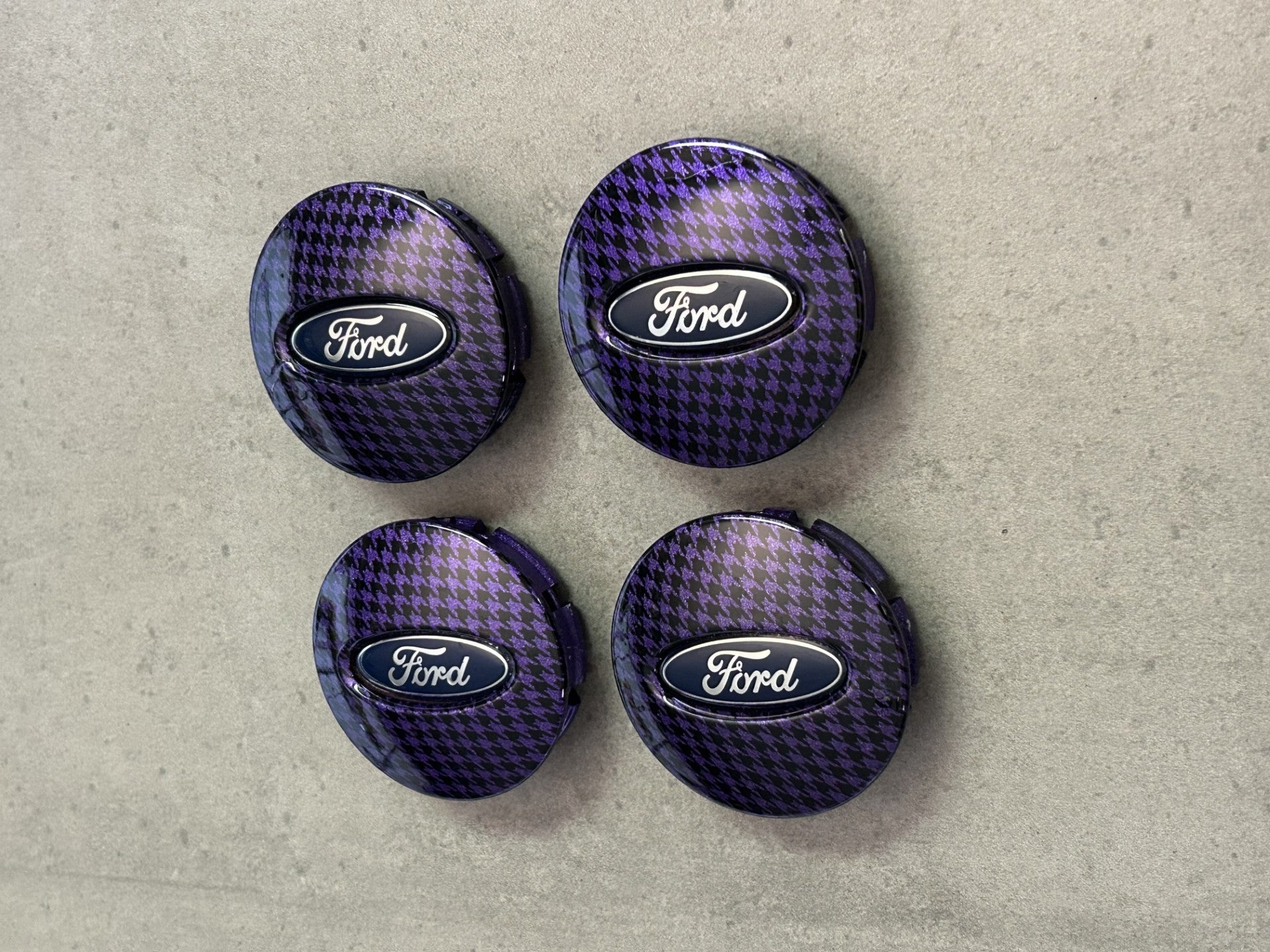 Ford Flex Purple Houndstooth Wheel Center Cap x4 Set OEM – Deep Blue Chrome