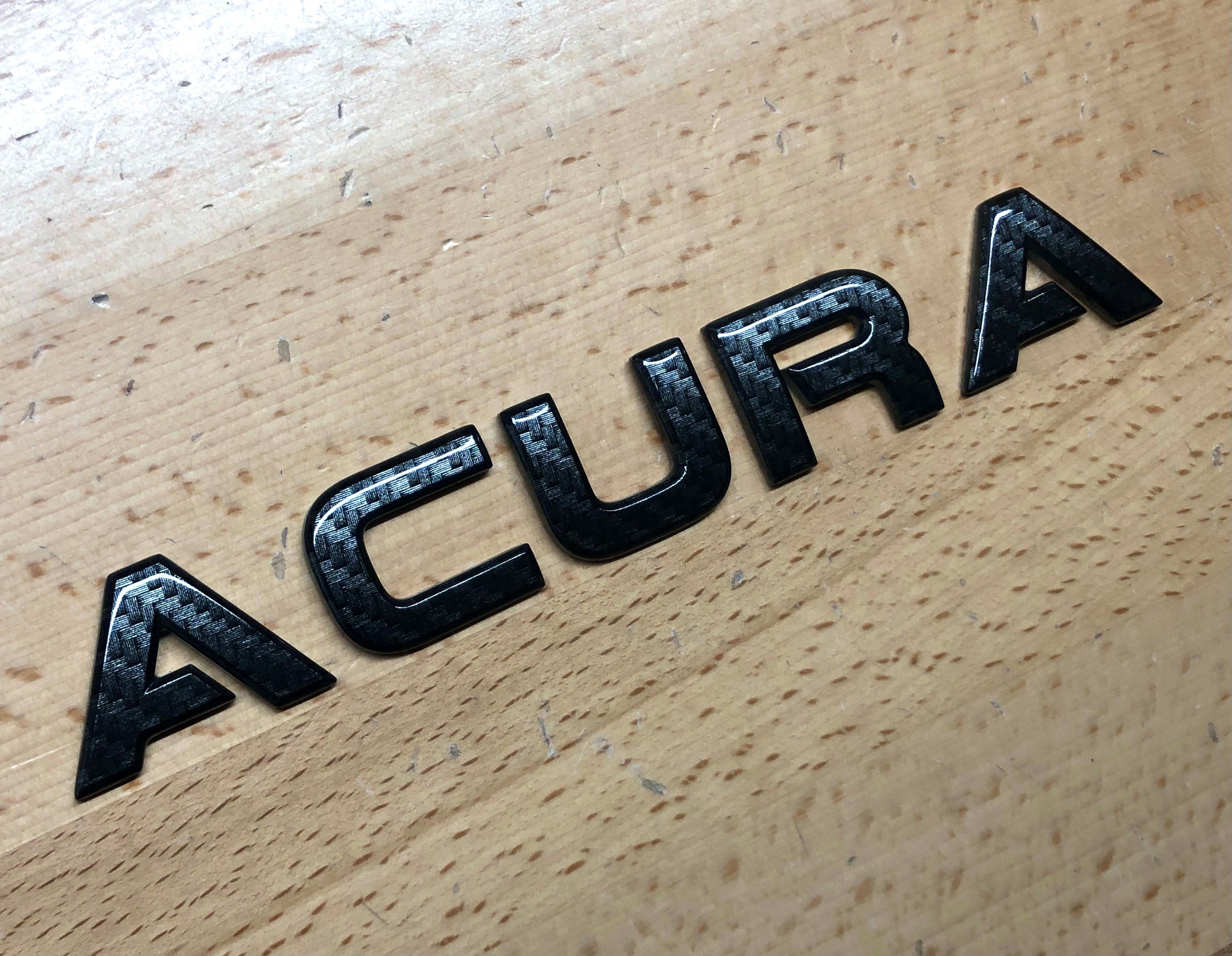 Acura Black Carbon Fiber Nameplate TL TSX Letters – Deep Blue Chrome