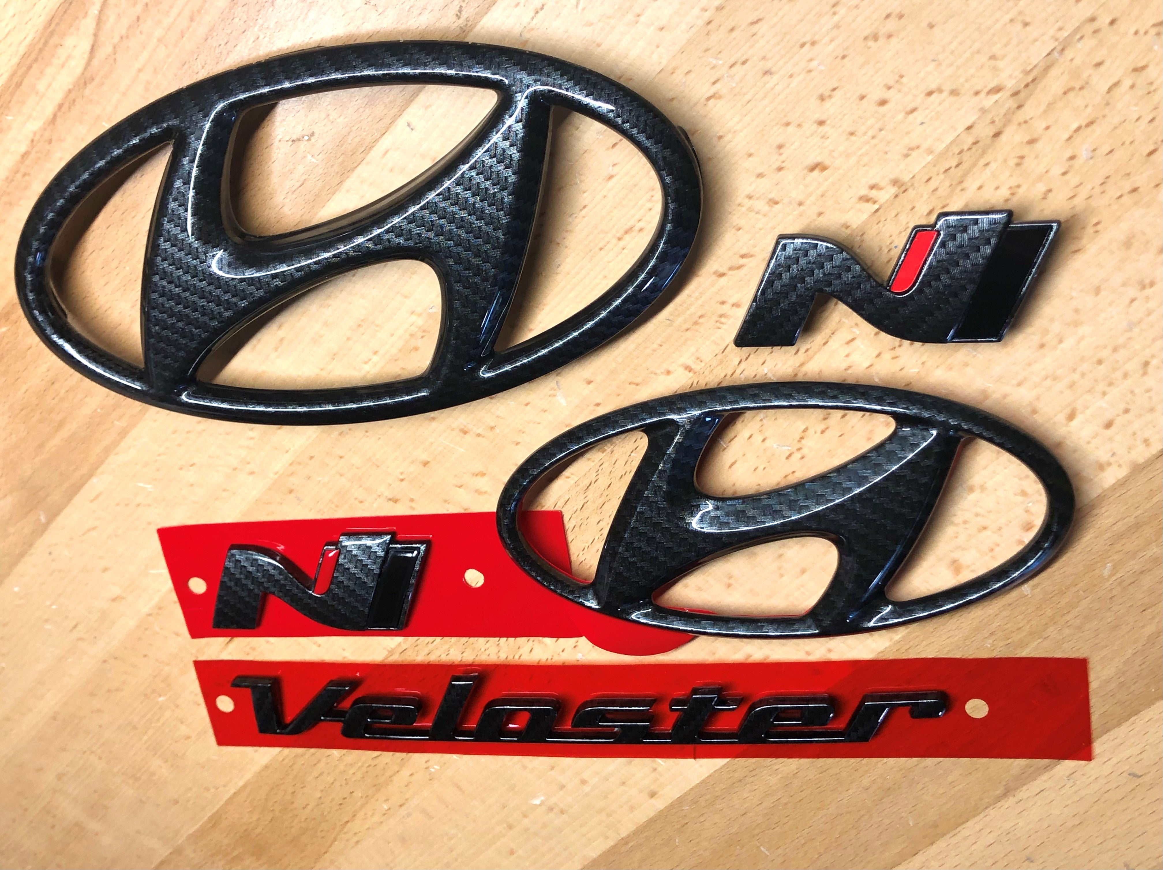 Hyundai Veloster N Carbon Fiber Effect Emblem Set x5 Badges – Deep Blue ...