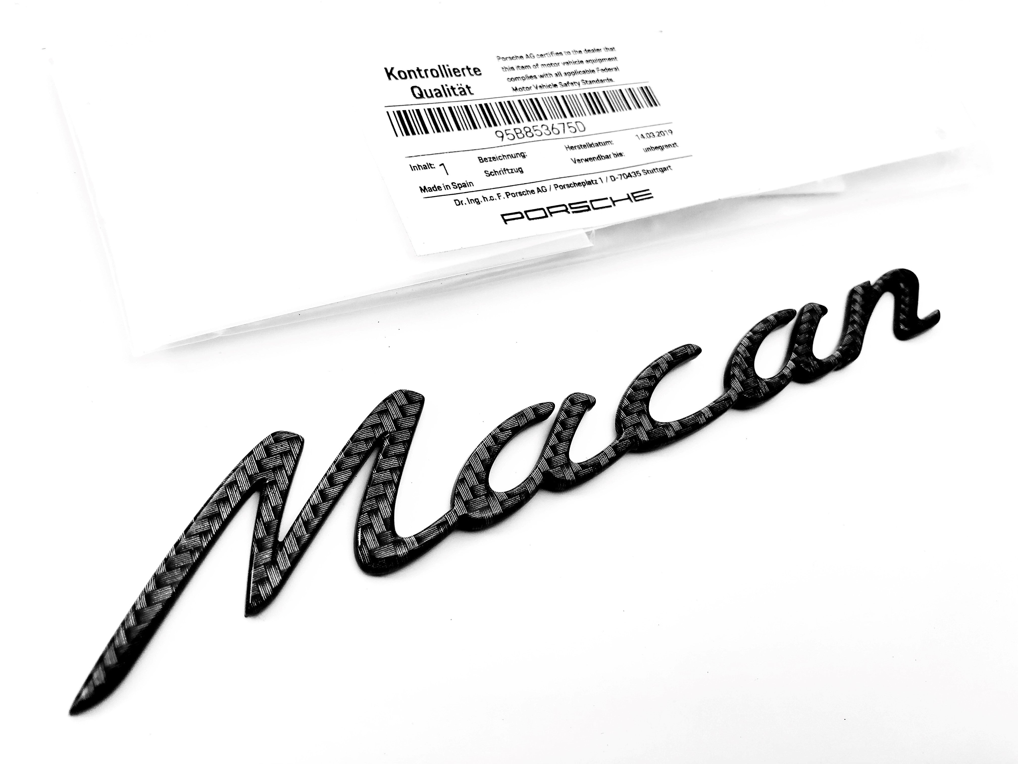 Porsche "Macan" Carbon Fiber Nameplate OEM – Deep Blue Chrome